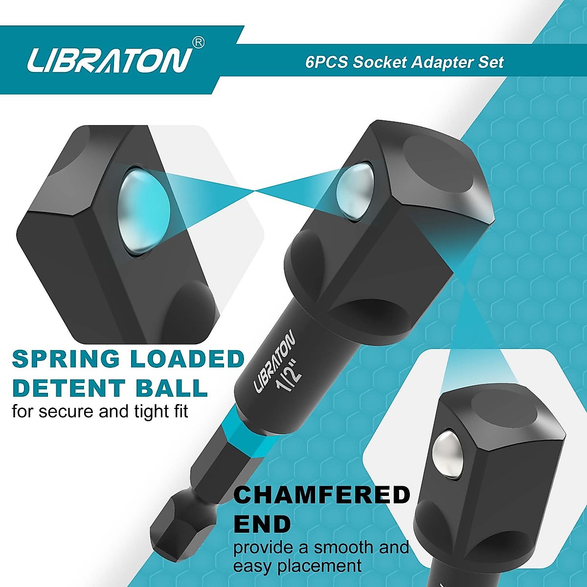 Libraton Impact Grade Socket Adapter Set, 3" & 6", Drill Socket Adapter, Impact Socket Adapter, Socket Driver Adapter, Drill Socket Adapter Extension, with Storage Bag