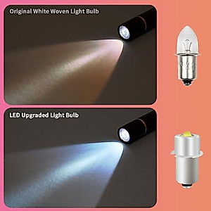 2Pack LED Upgrade Flashlight Bulb DC4-24V 3V-6V 4.5v 6V 12V 18V 3W P13.5S Led Conversion kit for Ryobi Milwaukee Craftsman Lamp Upgrade LED Bulb Replacement Bulb for Torch Tooling Lantern Bulbs (2)