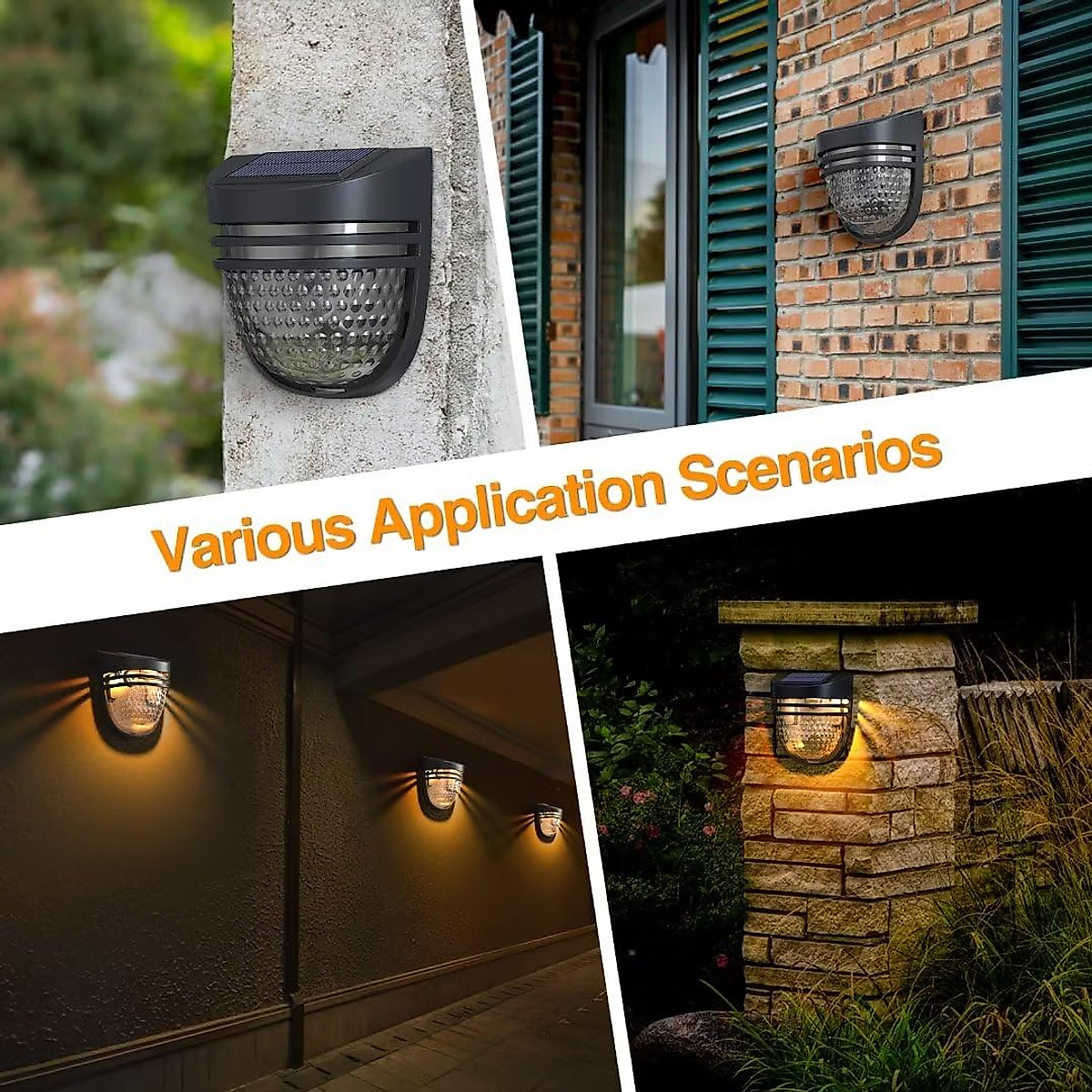 oditton Solar Fence Light, Solar Pathway Lights, Solar Light, Deck Lights, Solar Powered, Solar Wall Lights, 2 Modes, Waterproof IP65, Outdoor for Garden, Christmas Decoration, Backyard, 6 Pack