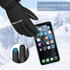 Cevapro Kids Winter Gloves Waterproof Ski Thermal Gloves Touchscreen Ski Warm Gloves for Kids Boys Girls Children Skiing Cycling