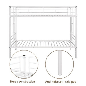 CALABASH Twin Bunk Bed,Metal Bunk Beds Twin Over Twin,Heavy Duty Twin Size Beds with 2 Ladder for Boys Girls Teen Adult Kids (White)