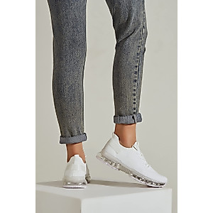 LUCKY STEP Women Air Cushion Fashion Sneakers Breathable Casual Comfortable Lightweight Walking Shoes(White,6 B(M) US)