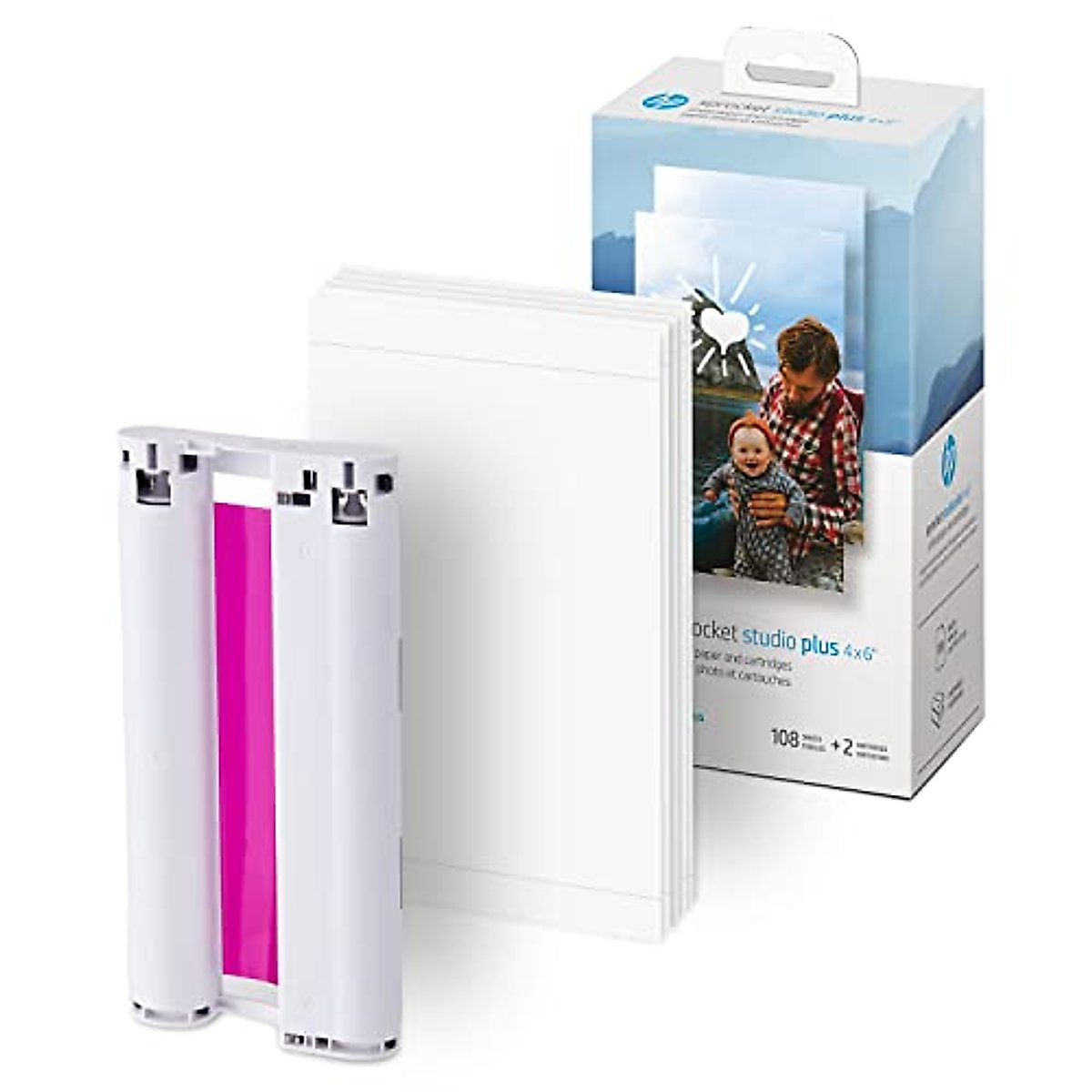 HP Sprocket Studio Plus 4 x 6” Photo Paper and Cartridges (Includes 216 Sheets and 4 Cartridges) – Compatible only with HP Sprocket Studio Plus Printer