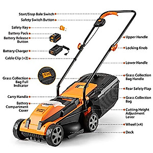 LawnMaster 20VMWGT 24V Max 13-inch Lawn Mower and Grass Trimmer 10-inch Combo with 4.0 Ah Battery and Charger
