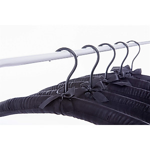 Cocomaya 17 Inch Extra Large Anti Slip Satin Padded Bridal Wedding Dress Hanger No Bumps for Dress Coats, Sweaters Pack of 5 (Black, 5)