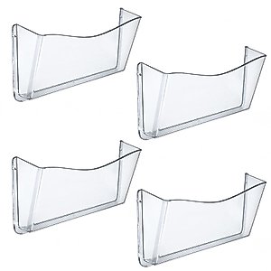 Azar Displays 250025 Clear Single Pocket Wall File with wallmount, 4 Count (Pack of 1)
