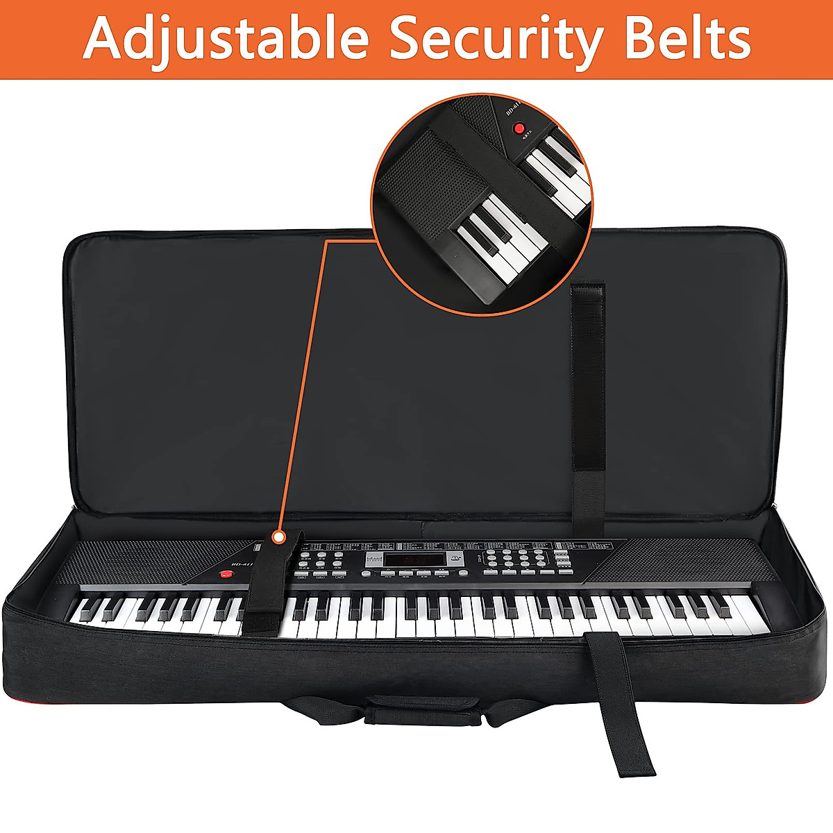 SNIGJAT 61 Key Keyboard Case Soft, Full Padded Piano Case with Handles and Adjustable Shoulder Straps, Waterproof Piano Keyboard Case with 3 Pockets for Accessories (Size: 39.5"x15.8"x4.8")