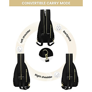 LOVEVOOK Sling Bag for Women, Sling Backpack Crossbody Bag Convertible, Small Diaper Bag Hiking Daypacks Water-resistant, Travel Shoulder Bag Chest Bag, Black