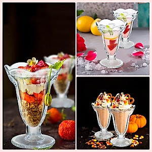 Mimorou 12 Pack 6 oz Ice Cream Glass Cups Footed Glass Tulip Sundae Cups Thick Clear Ice Cream Dessert Bowls for Desserts, Salads, Fruits, Ice Cream, Cocktails, Snack