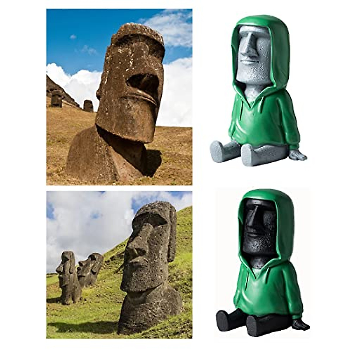 ZKSYLSM Easter Island Moai Statue Decor,Resin Imitation Stone Statue Figurine Sculpture,Pen Holder, Mobile Phone Holder,Decor Desktop,Bookshelf,Tabletop (Black)