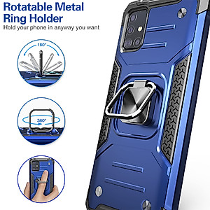 IDYStar for Galaxy A71 5G Case with Screen Protector,for Galaxy A71 5G Case,Shockproof Drop Test Cover with Car Mount Kickstand Lightweight Protective Cover for Galaxy A71 5G,Blue