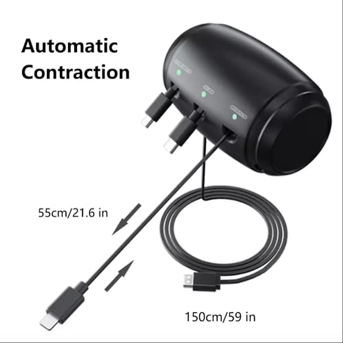 Multi Retractable Carbackseat Charger 3 in 1 - Compatible with All Type of Cellphones - Car Power Charging Station for iPhone/iPad/Android, Back seat Passengers | Share Ride (Black)