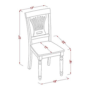 East West Furniture Plainville Dining Chairs, Wood Seat, PVC-SBR-W