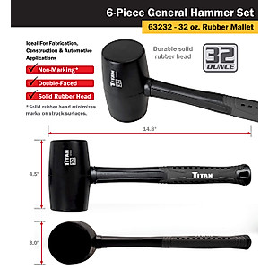 Titan 63136 6-Piece General Use Hammer Set