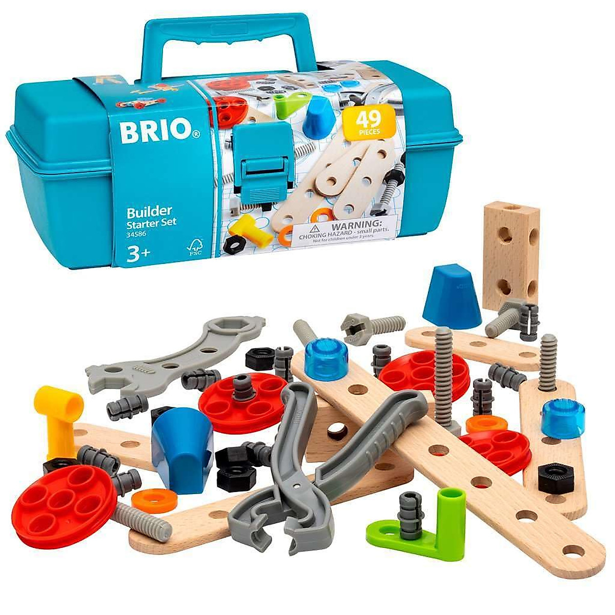 BRIO Builder 34586 - Comprehensive 49 Piece STEM Building Set | Enhanced with Wood and Plastic Pieces | Ideal Learning Toy for Kids Aged 3 and Up | FSC Certified