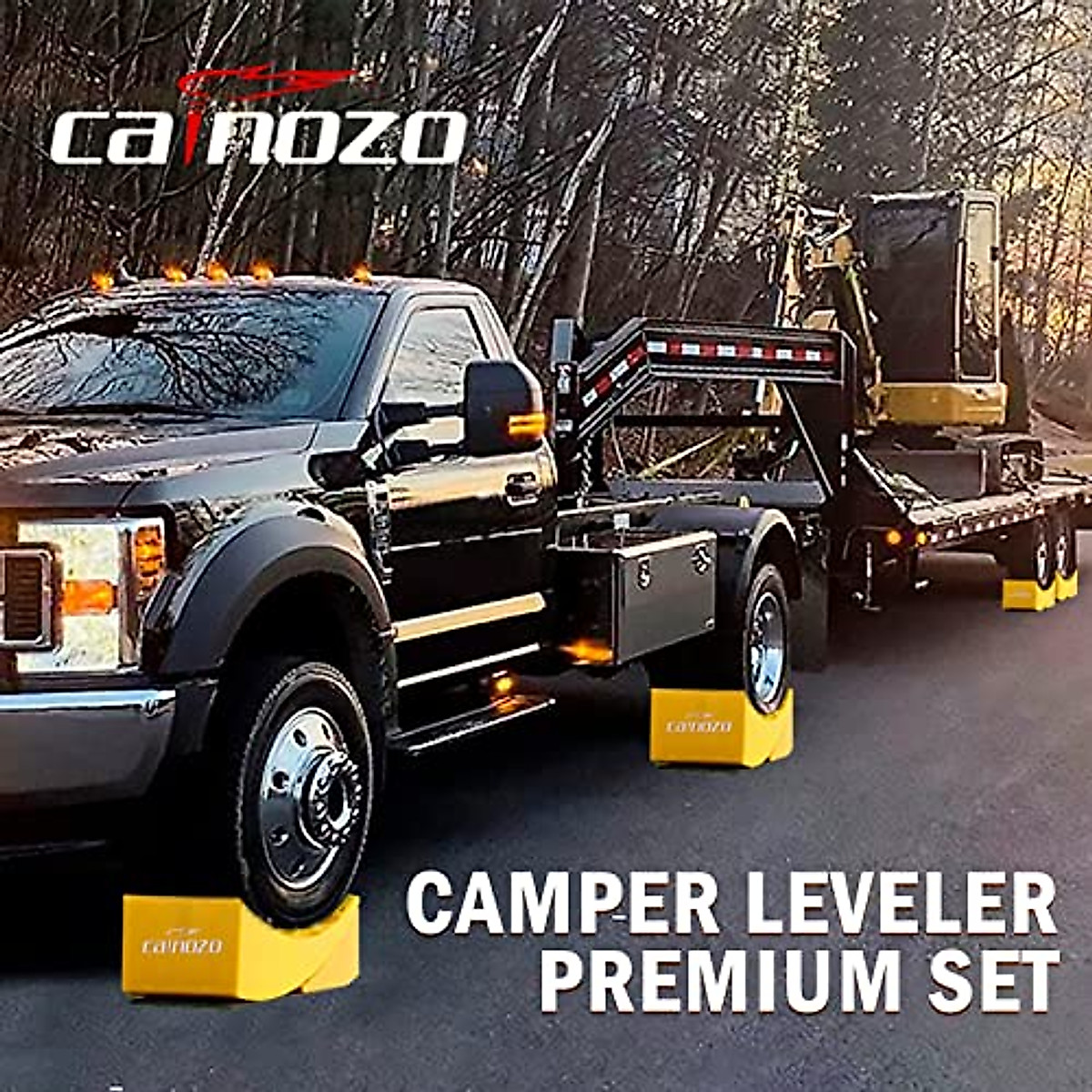 Cainozo RV Leveling Blocks Camper Leveler 2 Pack with Carrying Bag,Leveler Chocks Precise Camper Leveling Includes Two Curved Levelers,Two Rubber Grip Mats,Two Chocks,and A Carrying Bag Yellow