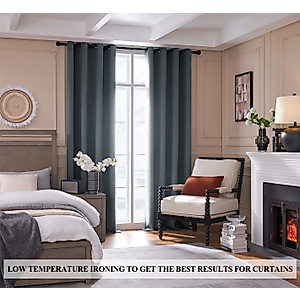 Rutterllow 100% Blackout Curtains 2 Panels, Full Shade 84 Inches Long Complete Drapes for Living Room, Dark Grey Thermal Insulated Bedroom Window Treatment Drapes (Gray, 52 x 84 inch)