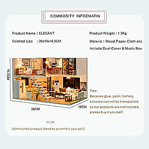 CUTEBEE Dollhouse Miniature with Furniture, DIY Dollhouse Kit Plus Dust Proof and Music Movement, 1:24 Scale Creative Room for Valentine's Day Gift Idea for boys