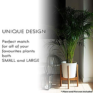 GreeMoose Plant Stand I Mid Century Indoor, Bamboo, Wooden, Adjustable (8-12 Inch), Tall Modern Plant Holder (Planter Not Included)