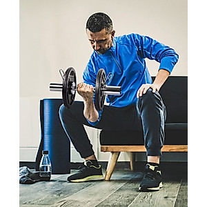 AboveGenius Pair of 16" Olympic Dumbbell Handles Loadable Dumbbell Bars for 2-inch Olympic Weight Plates Ideal for Home Gym Strength Training, 2 Pair of Spring Collars Included