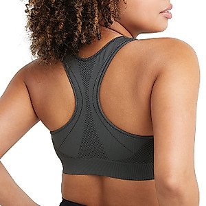 Champion, Infinity Racerback, Moderate Support, Seamless Sports Bra for Women, Asphalt, Large