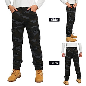 APTRO Men's Cargo Pants Camo Casual Work Military Tactical Pants Black Camo 34