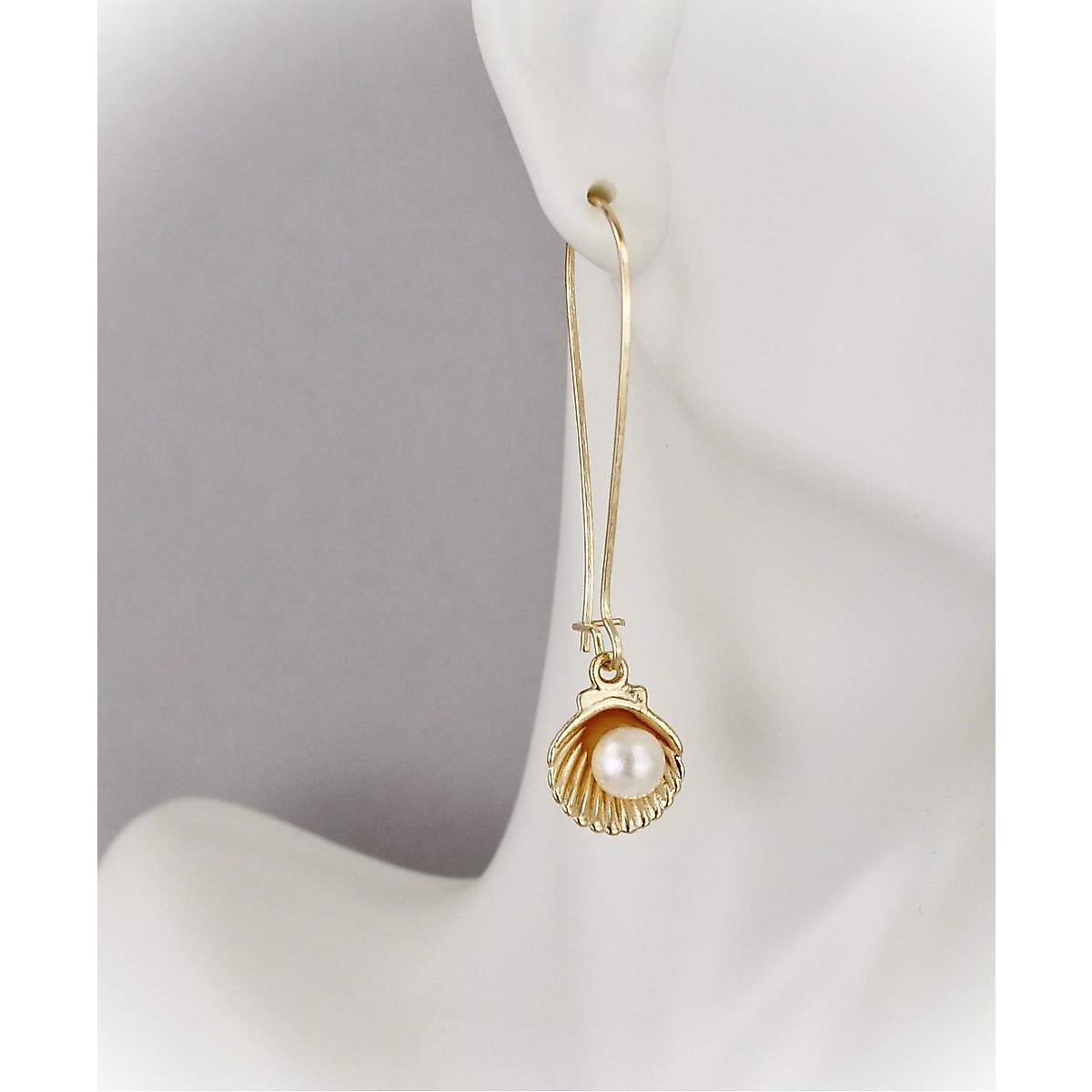 Gold Sea Shell Earrings For Women Set Faux Pearl Oyster Shell 2" Long Dangle Earrings For Women Set