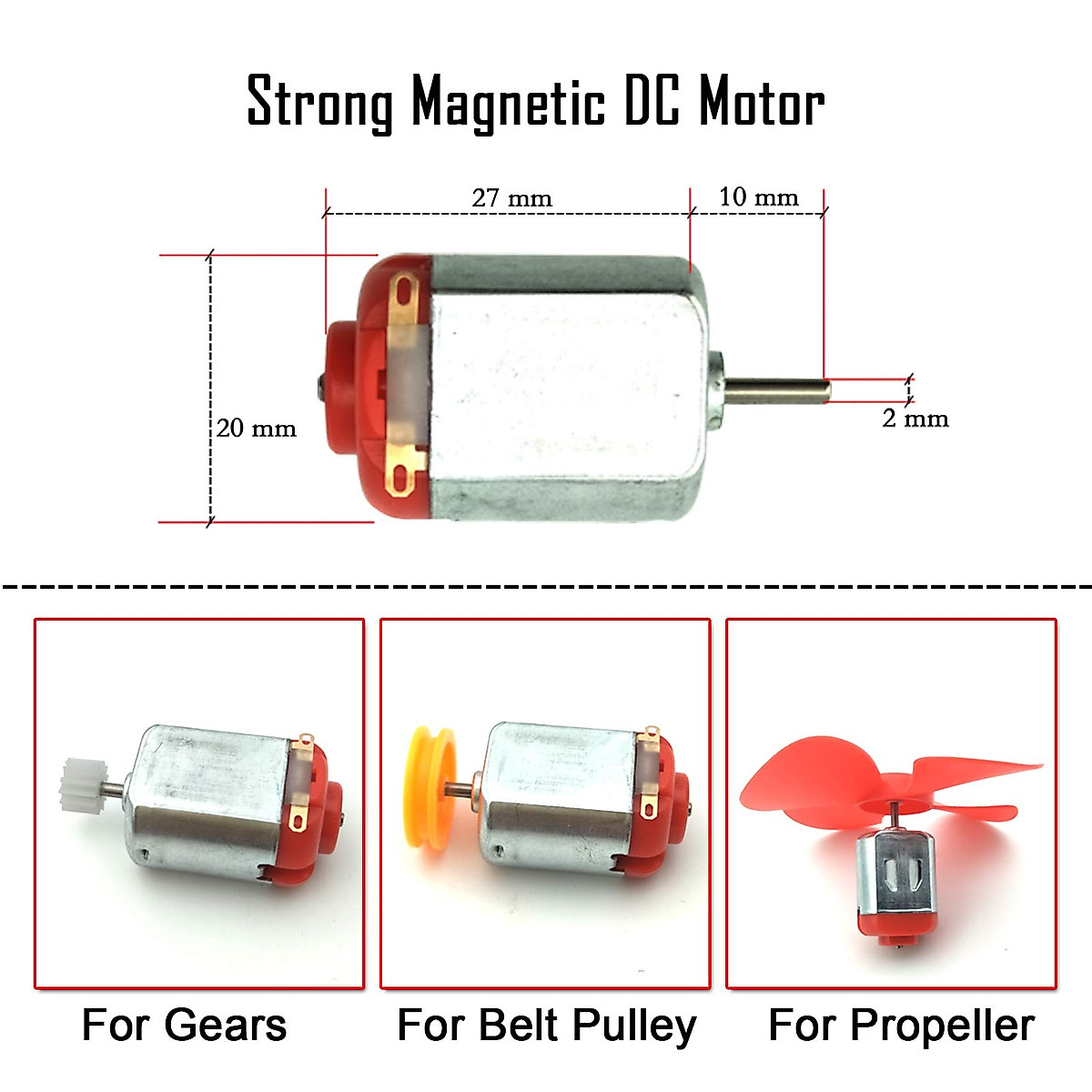 10pcs Micro 130 DC Motor Strong Magnetic Brushed Electric DC 3V -12V 25000 RPM Cars Toys Electric Motor, High Speed Torque DIY Remote Control Toy Car Hobby Motor, Metal Car Engine Motor Kit for Toys