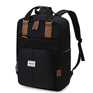 RAVUO Laptop Backpack Men Women, Water Resistant Vintage 15.6 inch School Back Pack College Bookbag Casual Daypack Travel Rucksack Black