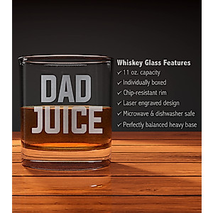 DAD JUICE Custom Personalized Whiskey Glass - Funny Gift for Dad Uncle Grandpa From Father's Day Gift