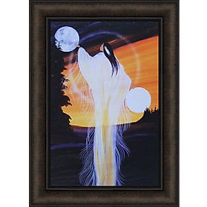Home Cabin Décor January Moon by Betty Albert 16x22 Cree Indian Native American Woman Framed Art Print Picture