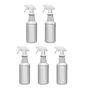 5 Pack 32 Oz All-Purpose HDPE Heavy Duty Spray Bottles with Adjustable Trigger Sprayer No-Leak Non-Clogging Nozzle for Commercial Industrial and Household Use