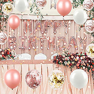 Rose Gold Balloons Garland Kit, 112 Pack Rose Gold Confetti Balloons and White Balloons Garland with Strip for Wedding Birthday Baby Shower Anniversary Party Decorations