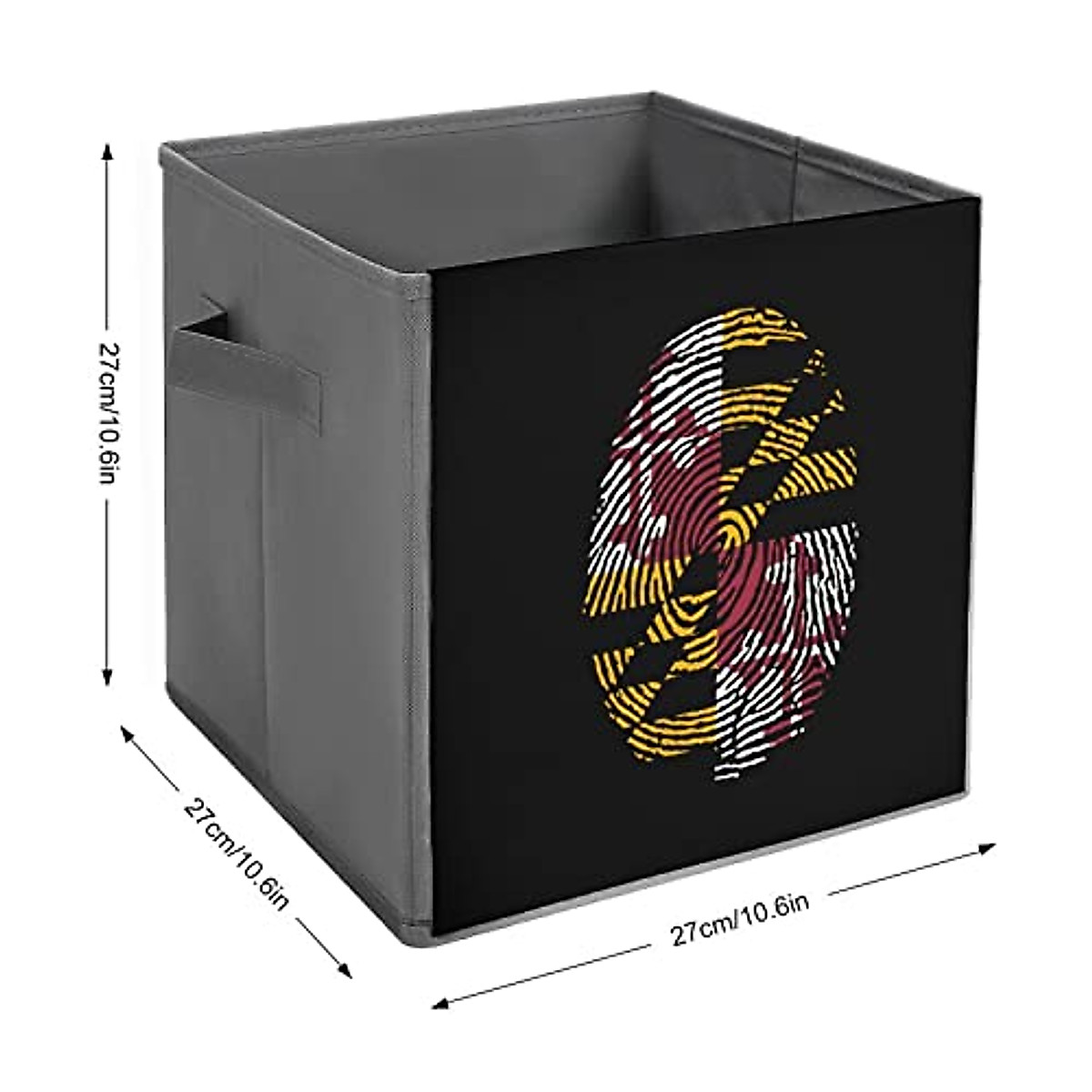 Maryland State Flag Finger Collapsible Storage Bins Cubes Organizer Trendy Fabric Storage Boxes Inserts Cube Drawers 11 Inch