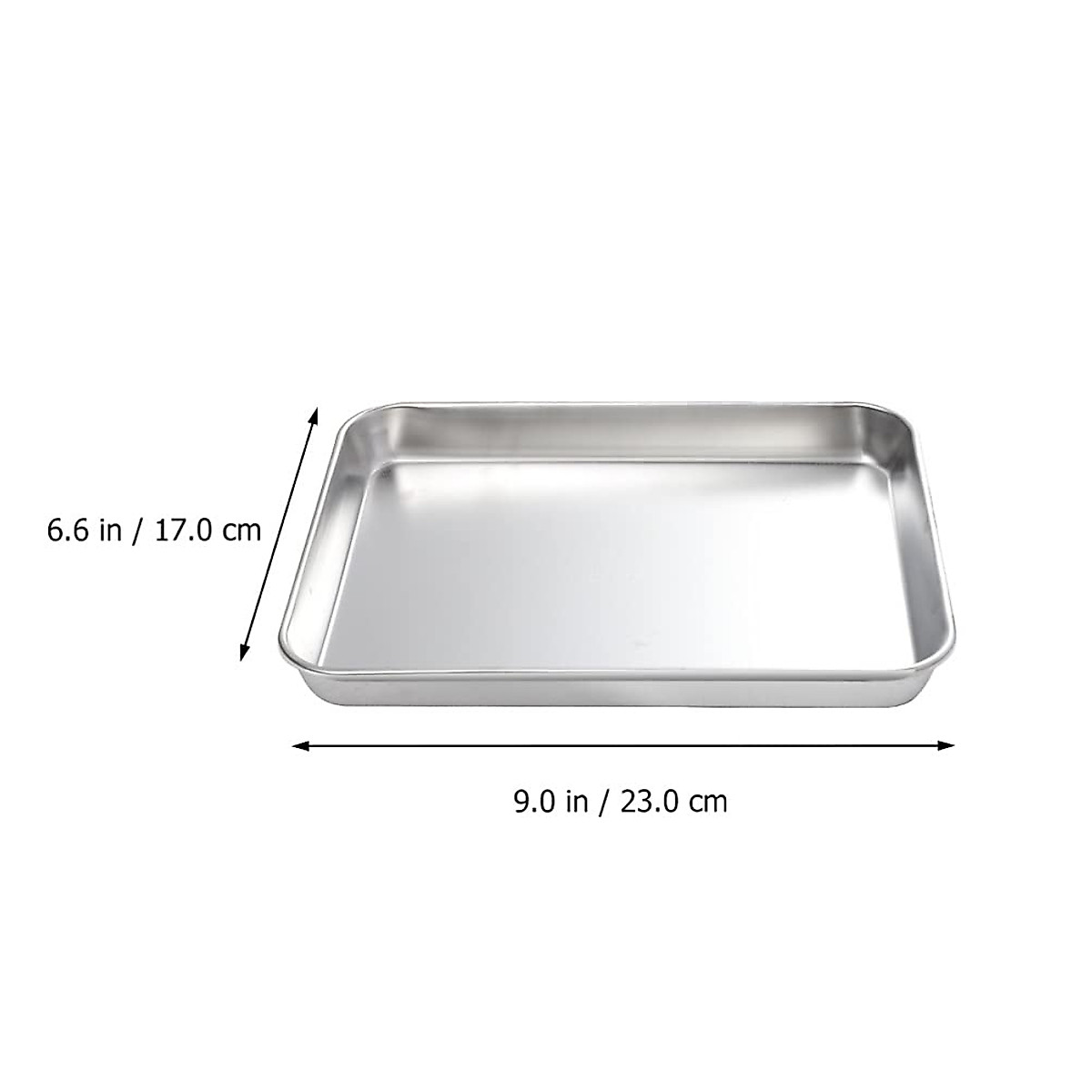 DOITOOL Stainless Steel Cookie Sheet Pan for Baking, Dishwasher Safe Baking Sheet Pan for Toaster Oven, Roasting or Grilling (23X17CM)