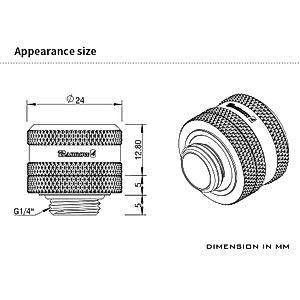 Barrow G1/4" to 16mm Hard Tubing Compression Fitting, Black, 4-pack