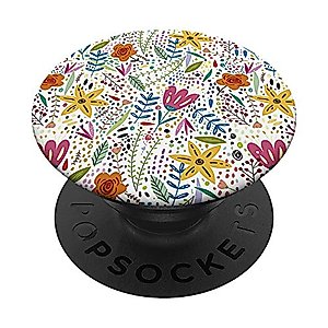 Yellow Orange Pink Red Flowers Pattern for Nature Lovers PopSockets PopGrip: Swappable Grip for Phones & Tablets