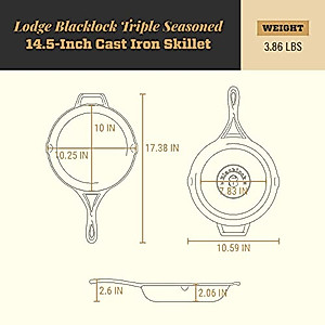 Lodge Blacklock 10.25" Triple Seasoned Cast Iron Skillet - Preseasoned Cast Iron Skillet Pan - Easy Cleanup - Lightweight Design - Cast Iron Cookware - Premium Cast Iron Skillets