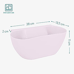 Navaris Hanging Kitchen Waste Bins - Over-Cabinet Garbage Bowl Holder Trash Containers to Collect Counter Food Scraps Compost - Set of 2 in White/Pink