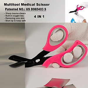 MEUUT 3 Pack Penlight & Medical Scissors- One 8 Inches Patented Trauma Shears Two LED Pen light with Four Batteries - Bandage Scissor for- Nurse, First Aid, EMT, Doctor
