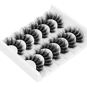 KOUSEI Eyelashes 6 Pairs Fluffy Dramatic Faux Mink Lashes Natural False Eyelashes Handmade Fake Lashes(0.05mm Thickness) black