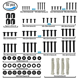 MOUNTUP Universal TV Mounting Hardware Kit Fits Most LED LCD OLED 4K TVs, Includes M4 M5 M6 M8 TV Screws, Spacers, Washers, and Concrete Wall Anchors for TV/Monitor Mounting up to 80 inches, MU0041