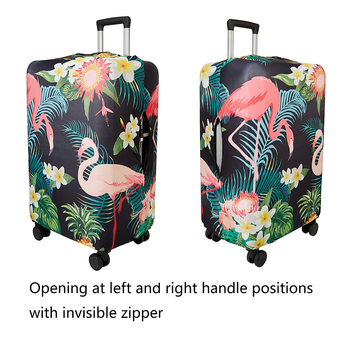 WUJIAONIAO Travel Luggage Cover Baggage Suitcase Protector Fit for 18-32 Inch Luggage (S (for 18-20 inch luggage), Flower flamingo)