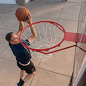 Lifetime Pro Court Height Adjustable Portable Basketball System, 44 Inch Backboard, Red/White