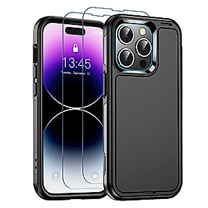 jaroco for iPhone 14 Pro Case, [Military Grade Drop Protection] [2 pcs Screen Protector & Camera Lens Protector] Full-Body Shockproof Protective for iPhone 14 Pro Phone Case 6.1 inch (Black)