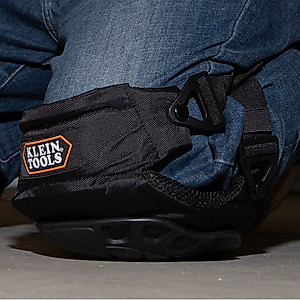 Klein Tools 60344 Knee Pads, Hinged Gel Knee Pads with Slip Resistant Rubber Caps, Quick-Release Clips and Adjustable Straps, Black