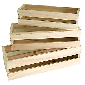Oojami 3 Pack Wood Craft Crate Caddy Set | Nesting, Wood crates for Display, Wooden Boxes for Crafts, Decorative Wooden Crate, Wood Box Storage Crate, centerpieces for Home, Bathroom