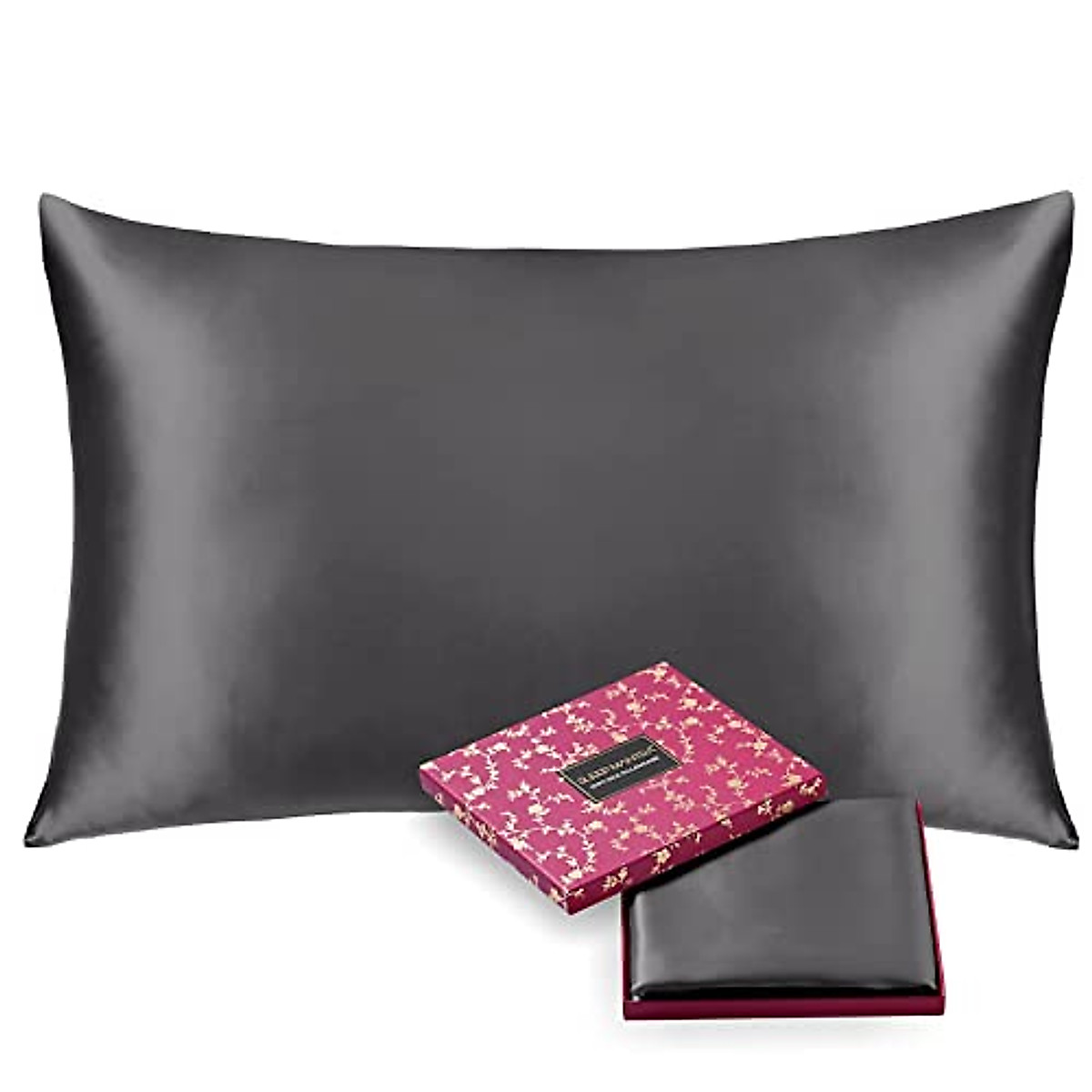 100% Mulberry Silk Pillowcase for Hair and Skin Health, Hidden Zipper, 22 Momme, Both Sides Smooth, Breathable and Natural, Machine Washable, Sleep Mantra (King, Charcoal Gray)