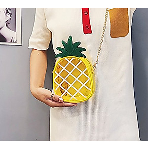 QZUnique Fruit Shape Handbag PU Crossbody Shoulder Bag Adjustable Strap Clutch Jelly Purse Pineapple