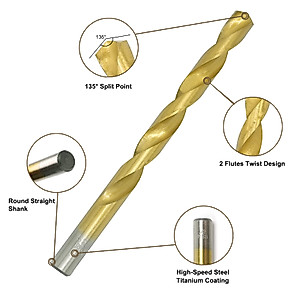 BeHappy Drill Bit Set 99 Pcs, Titanium Coated Drill Bit Set, Drill Bits for Metal and Wood, High Speed Steel Drill Bit Set for Aluminum Alloy, Copper, Wood, Plastic, Hard Storage, 1/16"-1/2"